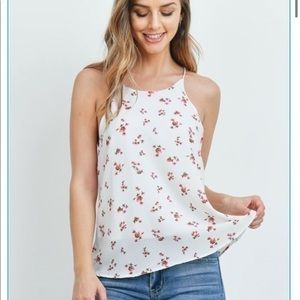 Tops | Ivory Floral Print Relaxed Sleeveless Lined Cami | Poshmark